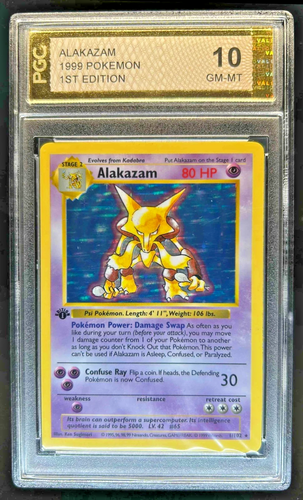 1999 Pokemon Base Set 1st Edition Alakazam Holo #1/102 PGC 10 GEM MINT ...
