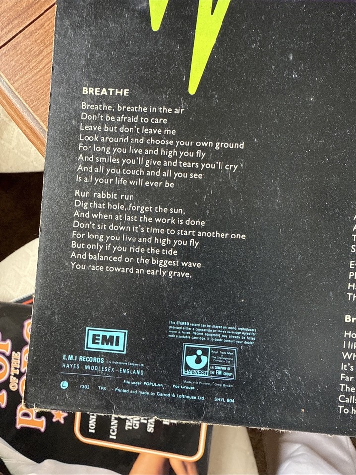 Pink Floyd the Dark Side of the Moon LP 1973 EMI/Harvest SHVL 804 Rock ...