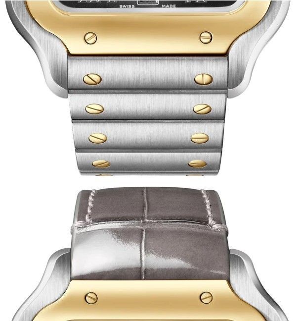 Cartier Santos De Cartier W2SA0030 Gray Dial 18k Yellow Gold & Steel ...