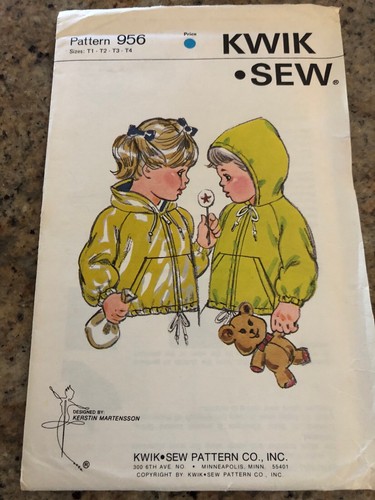 🌻 KWIK SEW #9568 - TODDLER BOYS-GIRLS WINDBREAKER w/wo HOOD PATTERN T1 ...