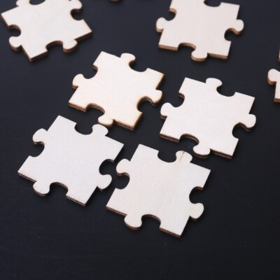 100 Pcs/Set Unfinished Wooden Jigsaw Freeform Blank Puzzles Pieces for ...