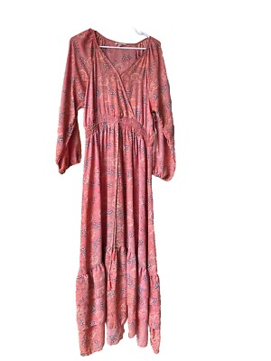 NWT Anthropologie Boemo Maxi Dress XL Tiered Ruffle Smocked Waist Hippy ...