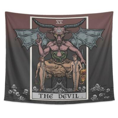 Baphomet Tapestry The Devil Tarot Card Halloween Satanic Goth Horror ...