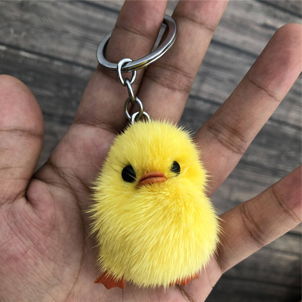 1pc Real Mink Fur Chick Duck Doll Toy Keyring Bag Charm Phone Car ...