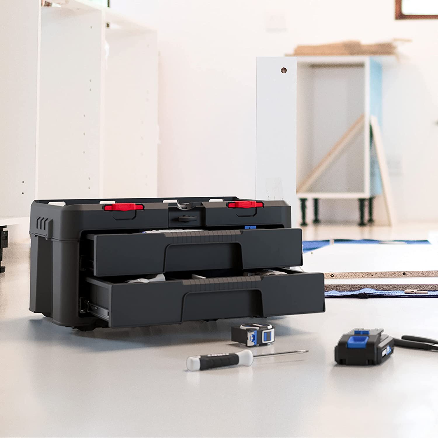 Keter Stack Roll Modular Storage System Organiser Tool Case Toolbox ...