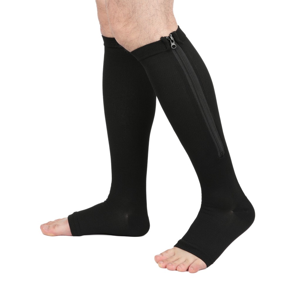 Men Zipper Compression Socks Graduated 20-30 mmHg Support Stocking ...