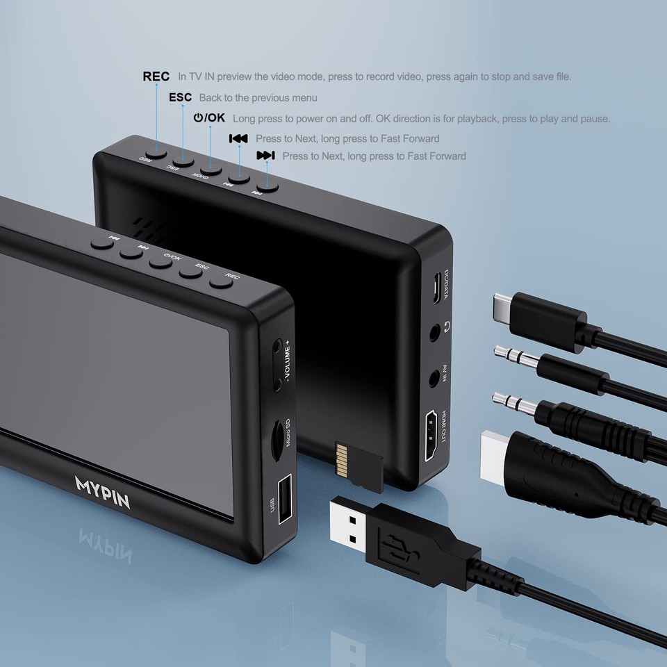 Video to Digital Converter, 4.3" AV Video Capture Box/Video Player ...