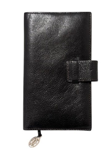 Cartier Notebook Cover Agenda Bifold Notepad Goat Leather Skin Black ...