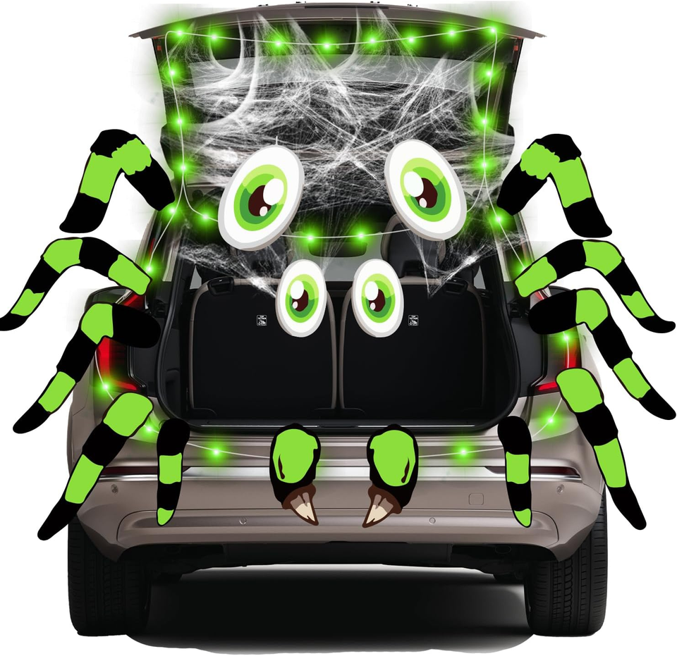 Halloween Trunk or Treat Car Decorations Kit, Spiders Design Garage ...
