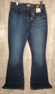 Lee Jeans Womens 14 M High Rise FLARE Slim Fit Future Blue NEW | eBay