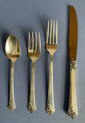 Oneida Heirloom DAMASK ROSE 4 Piece Sterling Silver Place Setting | eBay