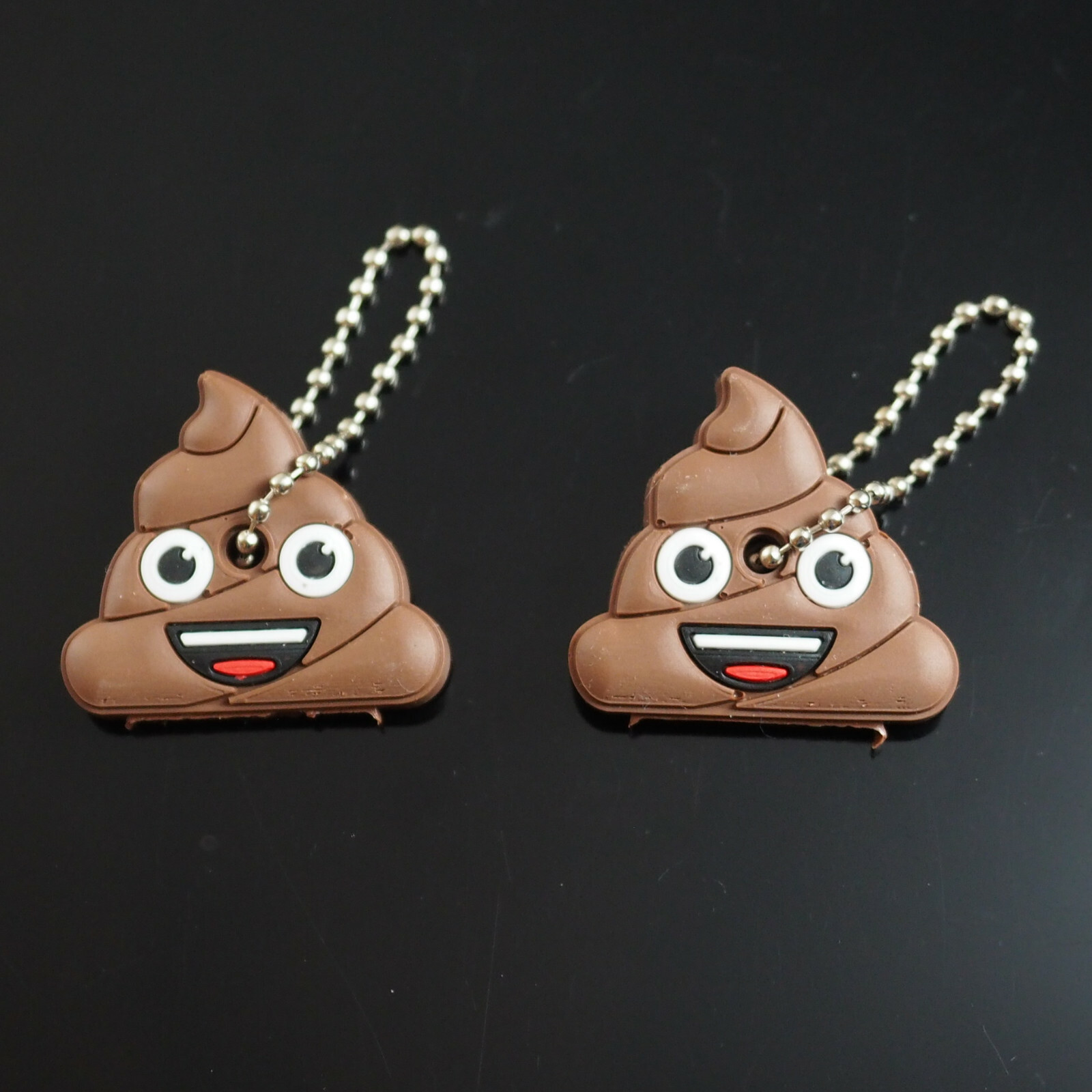 2x PCS Lot - Cute Cartoon Silicone Keychain Emoji Poop Key Cover Cap | eBay