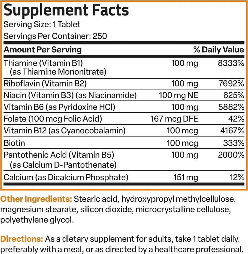Super B 100 Vitamin B Complex Sustained Release, B1 B2 B3 B6 B9 B12 ...