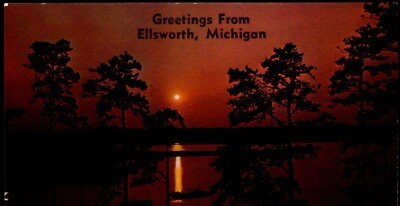 Postcard MI Ellsworth Michigan, Greetings, Sunset Over Lake 1961 B1 | eBay