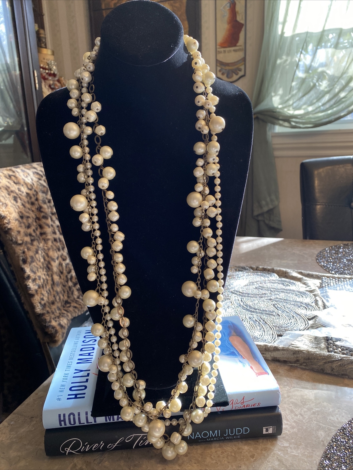 Talbots Unique Pearl Necklace Goldtone With Triple Strand Of Various ...