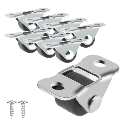 8 Pcs 1/2 Inch Mini Fixed Caster Wheels, Low Profile Single Direction ...