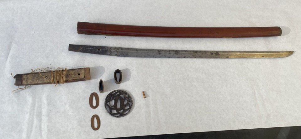 WWII Japanese Katana Samurai Sword Maker Marked TSUBA Early blade? | eBay