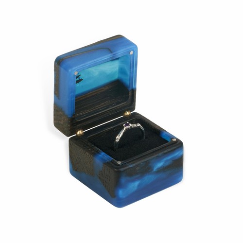 MUSE - Deep Blue Resin & Wood Engagement Ring Box | Wooden Proposal ...