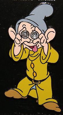 Disney Dopey with Jeweled Diamond Eyes Pin Snow White Dwarfs New On ...
