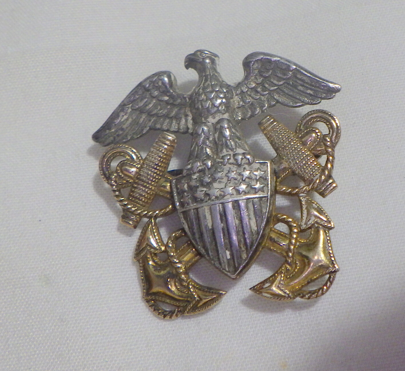 US MILITARY BROOCH STERLING WITH 1 20 10KT GF GEMSCO | eBay