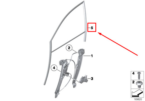 NEW BMW 7 F01, F02 FRONT LEFT WINDOW GUIDE 51337178009 7178009 ORIGINAL ...