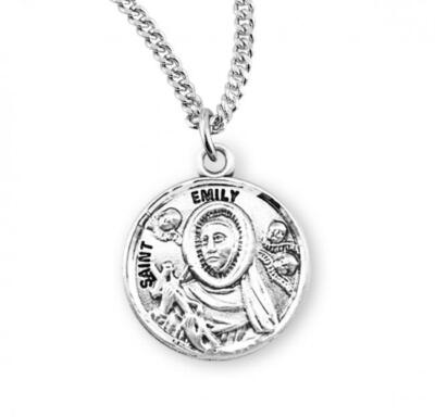 Patron Saint Emily Round Sterling Silver Medal Size 0.9in x 0.7in | eBay