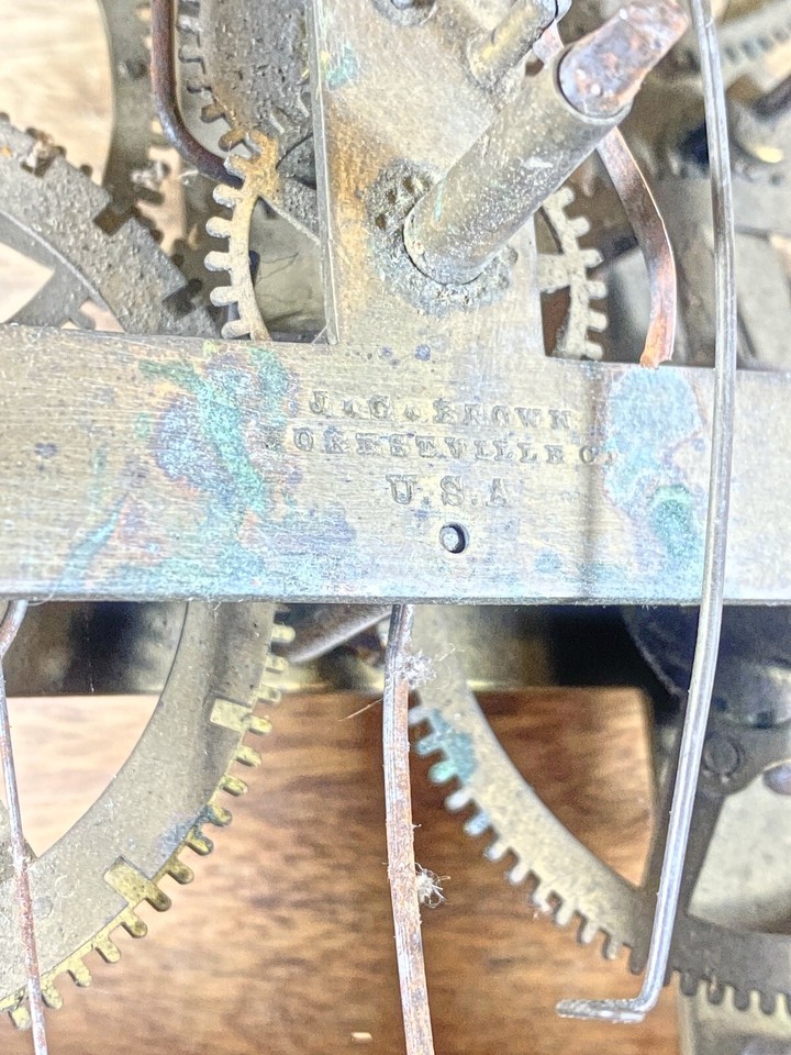 JC Brown Clock Movement (8Day) Drop Lever (See Pics To ID Movement ...