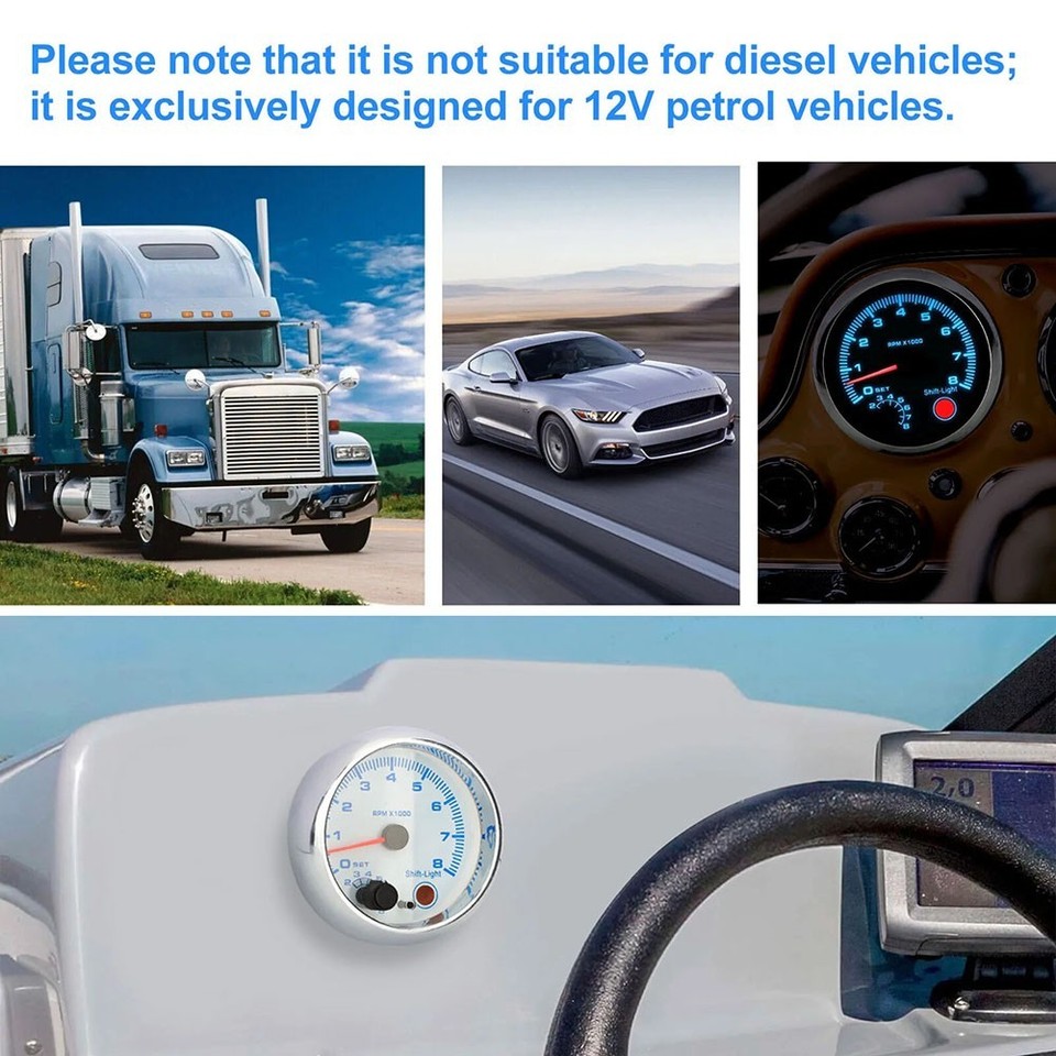 Professional 3 75 Car Tachometer Gauge Tacho Meter With Blue LED ...