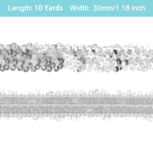 10 Yards 1.2 Inch Elastic Sequins Trim Flat Stretch Sequin Ribbon ...