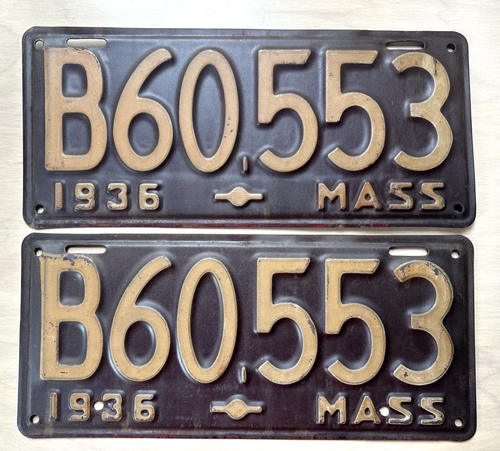 1932 Massachusetts Commercial Truck LIcense Plates B60m553 MA Mass Set ...