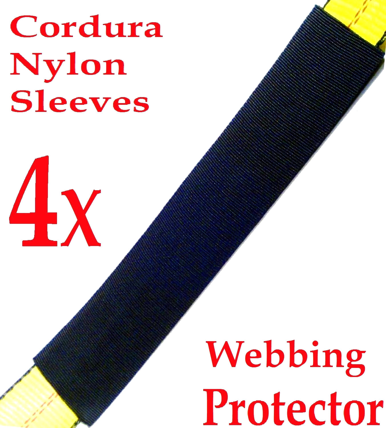 FOUR (4x) 12" Sliding Sleeve Webbing Web Protector for 2" Ratchet Tie ...