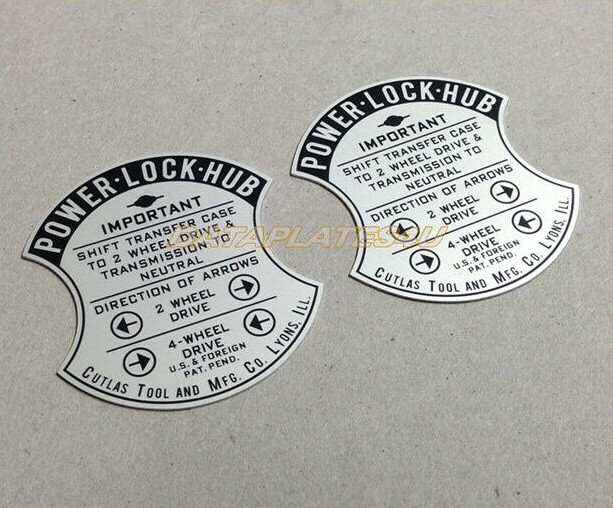 DATA TAG SET POWER LOCK HUB PLATE CUTLAS TOOL CJ5 CJ6 CJ7 STATION WAGON ...