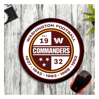 WASHINGTON COMMANDERS FOOTBALL CUSTOM BLACK ROUND MOUSE PAD DESK MAT d2 ...