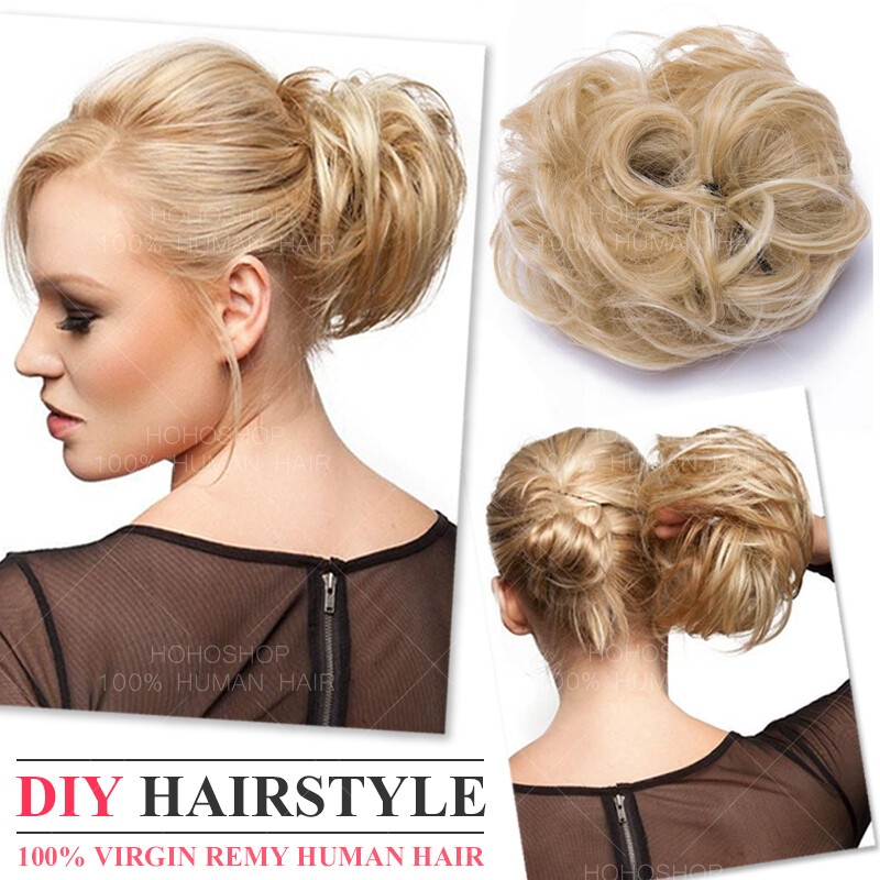 100% VIRGIN ECHTHAAR Scrunchie Dutt Bun Zopf Gummiband Haarteile ...