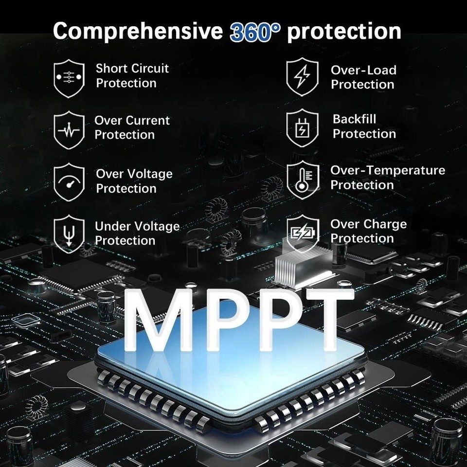 US STOCK 4KW 24V Hybrid Solar Inverter MPPT 140A Charger Pure Sine Wave ...