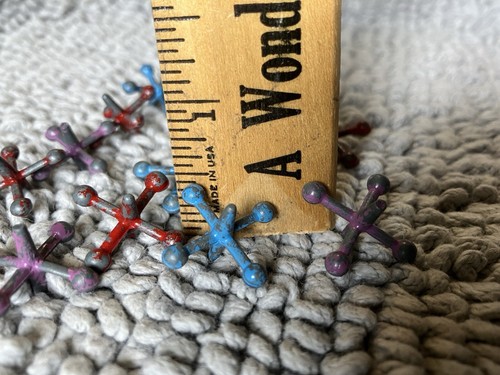 13 Vintage Metal Jacks Painted Pink Blue Red Green | eBay