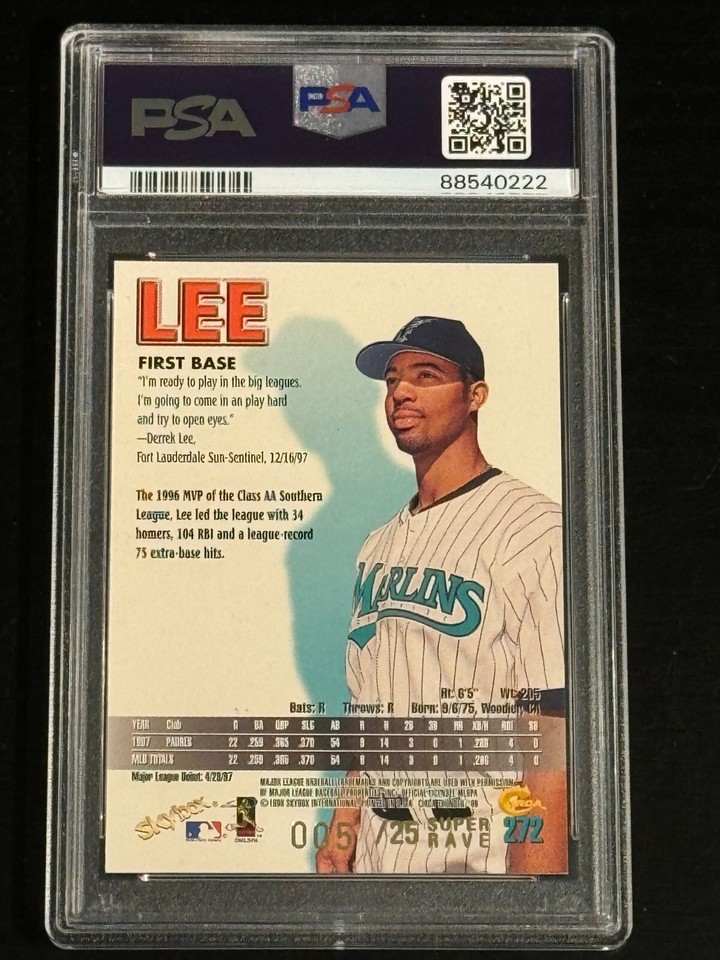 1998 Circa Thunder Super Rave #272 Derek Lee /25 PSA NM-MT 8 (pop:1 ...
