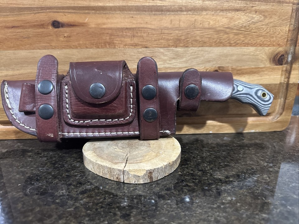 GCS Custom Fixed Blade Knife 6" Blade Leather Sheath USA Handmade NIB ...