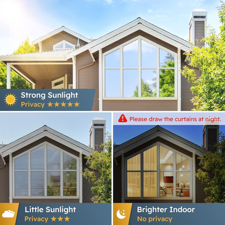 rabbitgoo Heat Reflective One Way Mirror Window Film Privacy Tint Blue ...