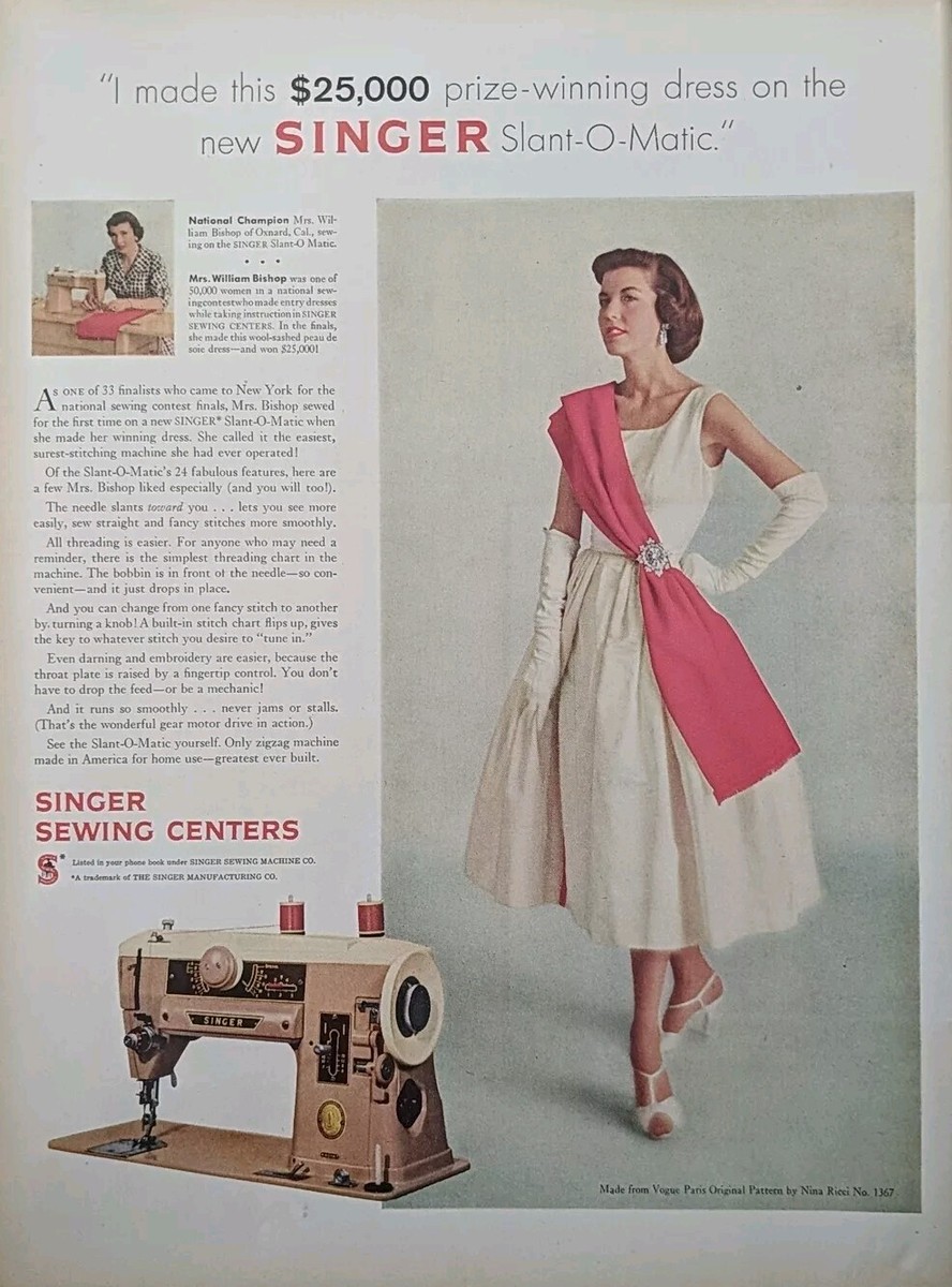 Vintage Singer Sewing Machine Ads Enamel Advertising Sign, Singer