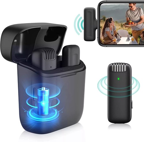 Lavalier Microphone Wireless Audio Video Recording Mini Mic For iPhone ...