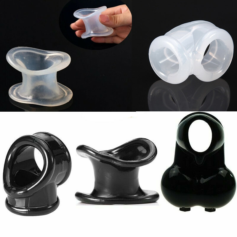 Male Ball Stretcher Scrotum Squeeze Bull Sack Bag Chastity Cage Adult ...