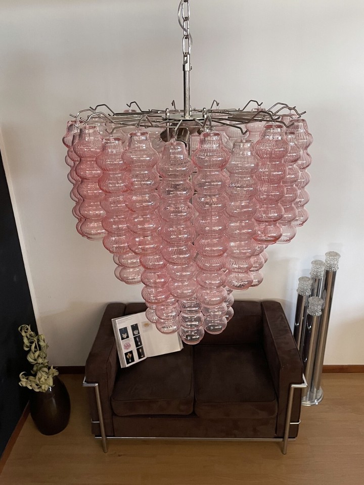 Three-Tier Murano Glass Tube Chandelier - 48 PINK GLASSES | eBay