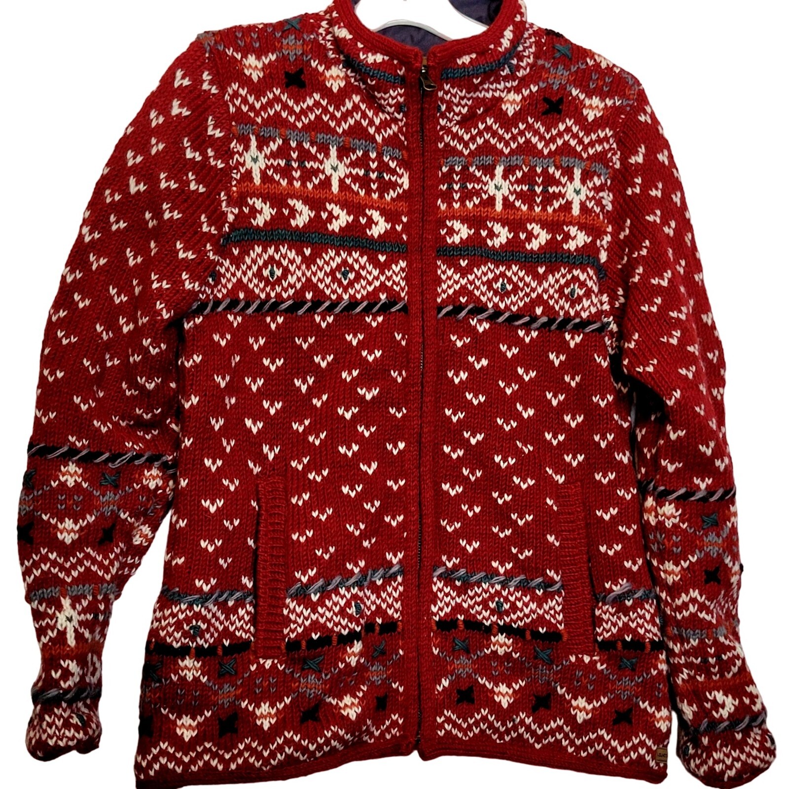 Laundromat Cardigan Wool Fair Isle Pattern Zip Closur… - Gem