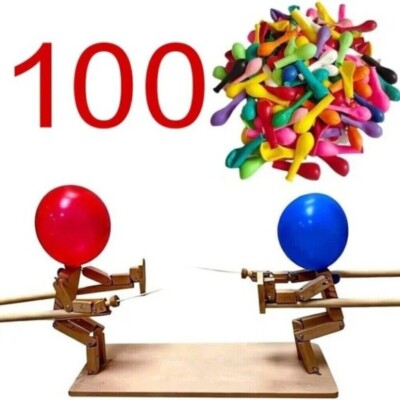 Handmade Wooden Fencing Puppets Whack A Balloon Party Games (with 100 ...