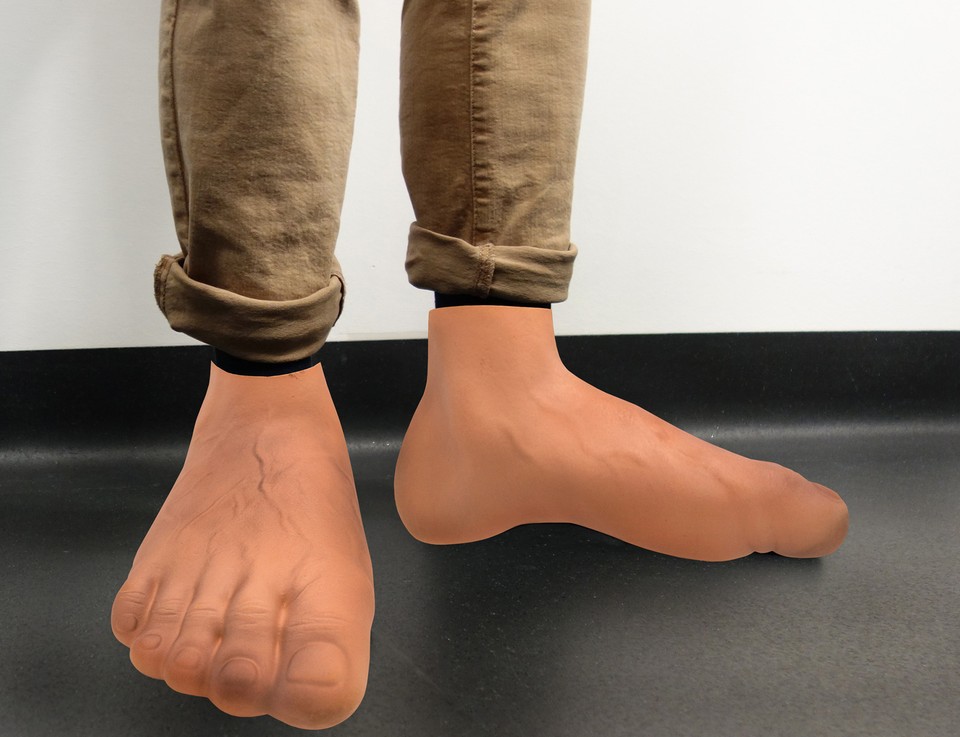 Adult Jumbo Barefoot Funny Slippers Caveman Shoes Realistic Costume ...