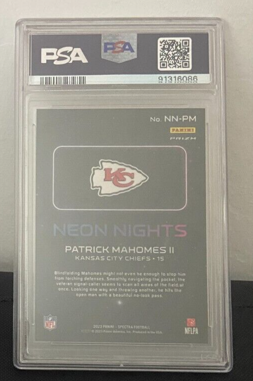 2023 Spectra PATRICK MAHOMES II Neon Nights Case Hit SP PSA 10 Gem Mint ...