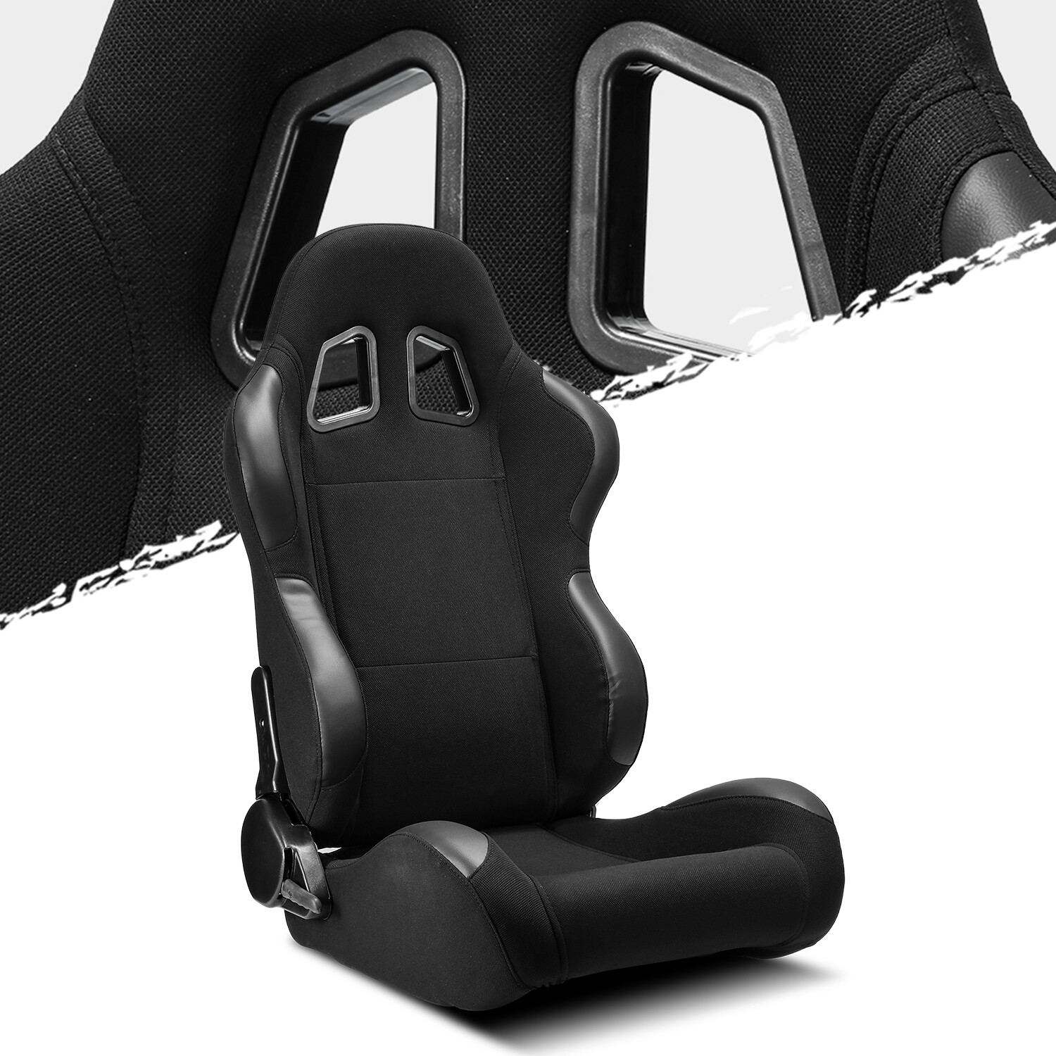 Universal Reclinable Fabric/PVC Leather Black Racing Seats Car Seat ...