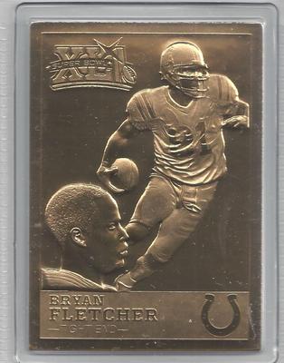 Bryan Fletcher 2007 Danbury Mint Colts Super Bowl 41 XLI 22kt Gold Card ...
