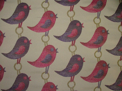 12 Metres Chirpy Bird Raspberry Jacquard Fabric Upholstery Cushion ...